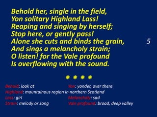 William Wordsworth, "The Solitary Reaper" | PPTX