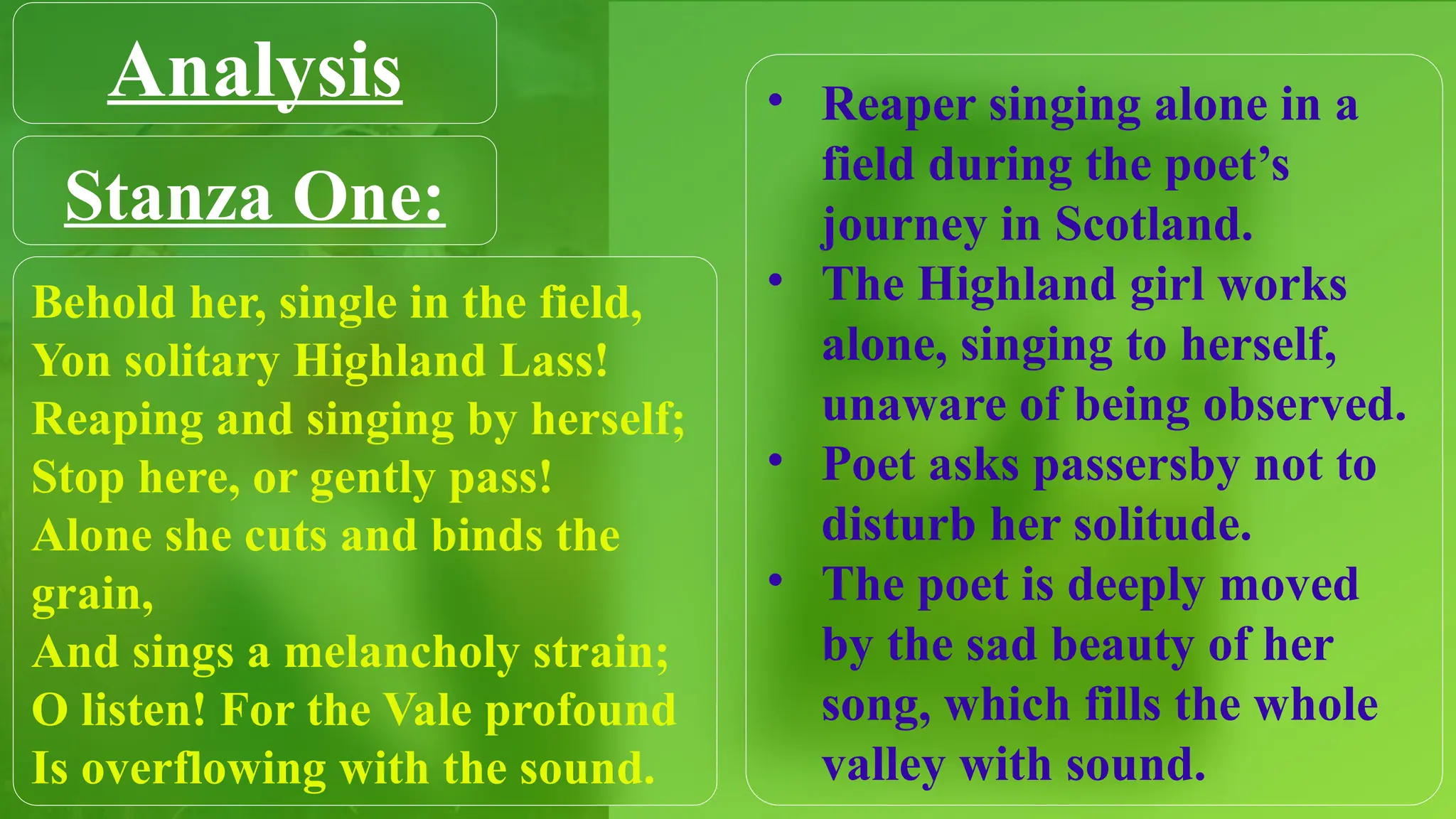 The Solitary Reaper by William Wordsworth | PPTX