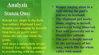 The Solitary Reaper by William Wordsworth | PPTX | Birdwatching ...