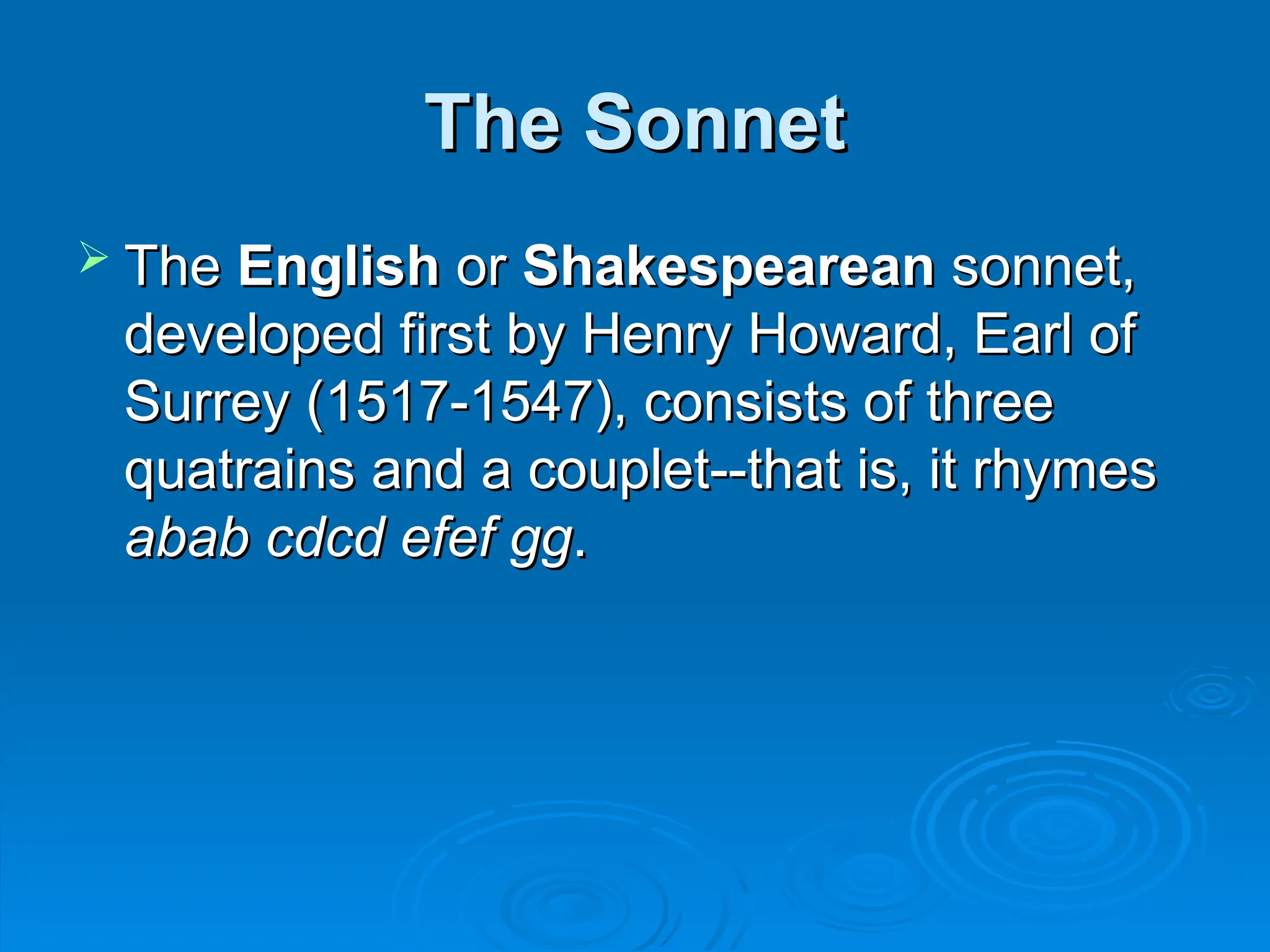 The Sonnet - this is an introduction to an English Sonnet. | PPT