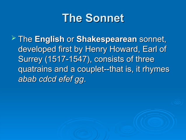 The Sonnet - this is an introduction to an English Sonnet. | PPT | Free ...