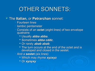 The Sonnet - this is an introduction to an English Sonnet. | PPT
