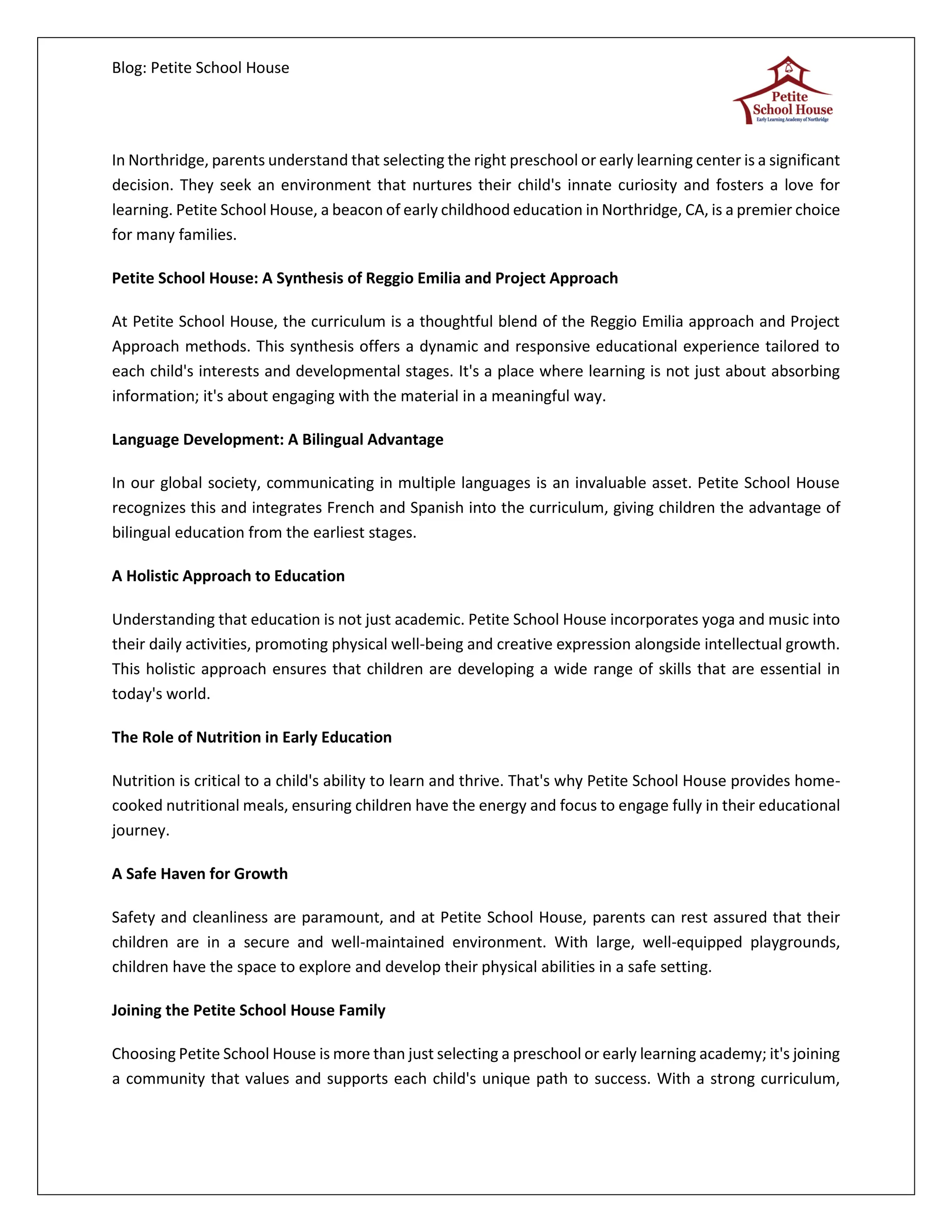 The Sooner, The Better: Early Childhood Education, A Key to Life-Long ...