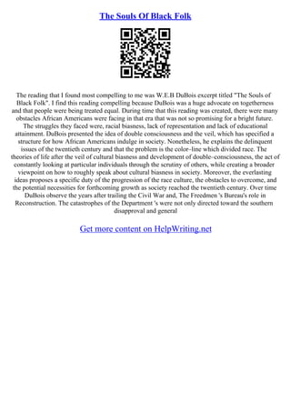 The Souls Of Black Folk Essays | PDF
