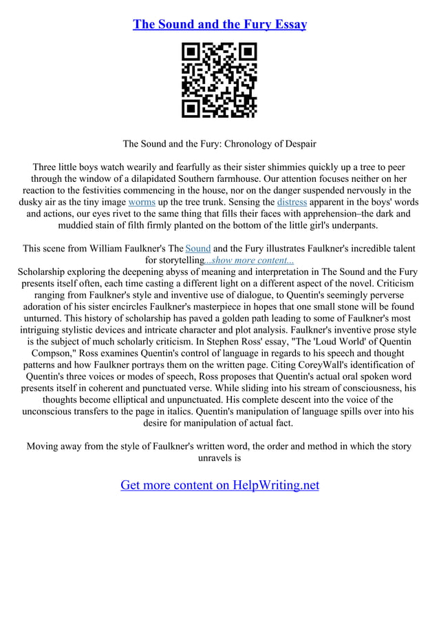 The Sound And The Fury Essay | PDF | Free Download