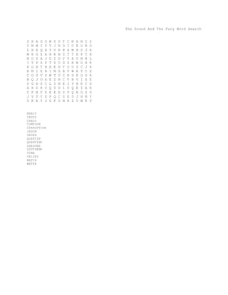 The sound and the fury word search | DOCX | Poetry | Books and Literature