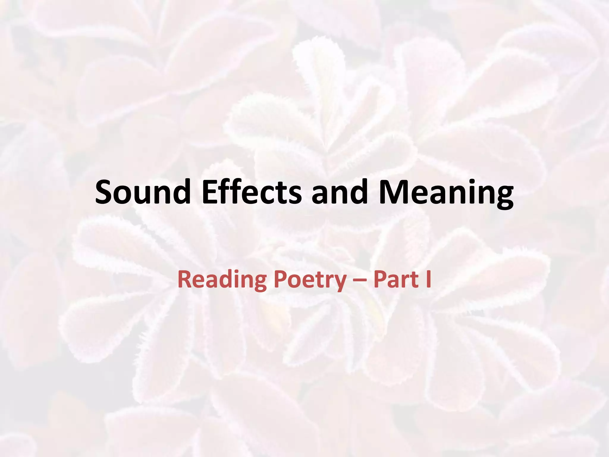 The sound of poetry | PPT