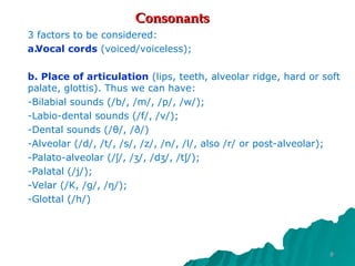 The sounds of English contains vowel and consonants.ppt
