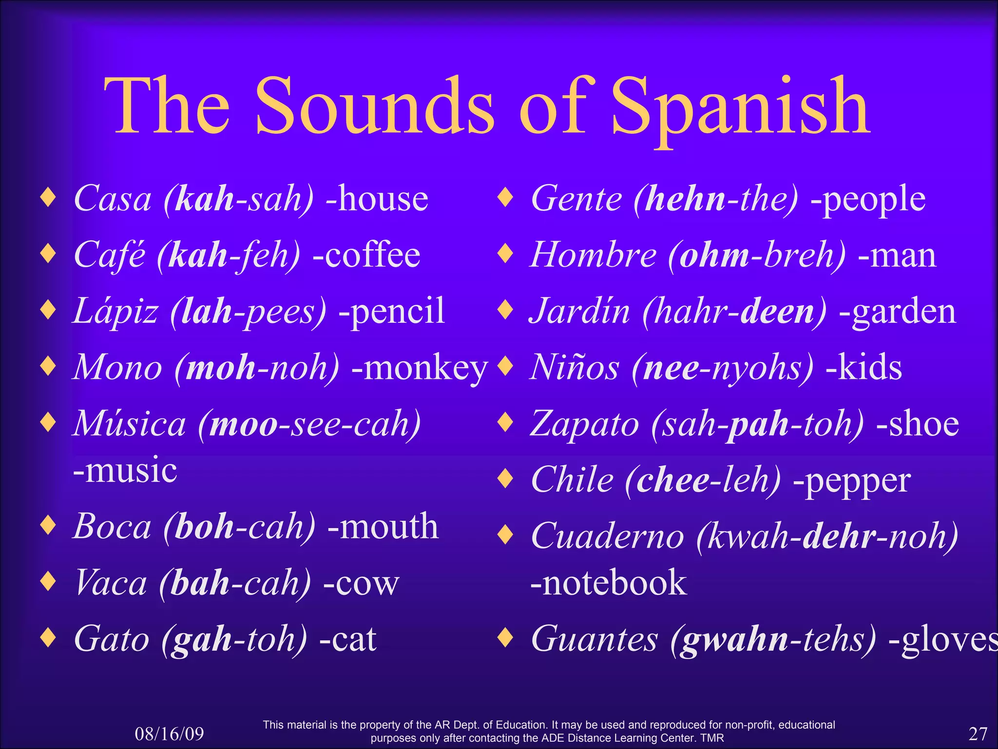 The Sounds Of Spanish | PPT