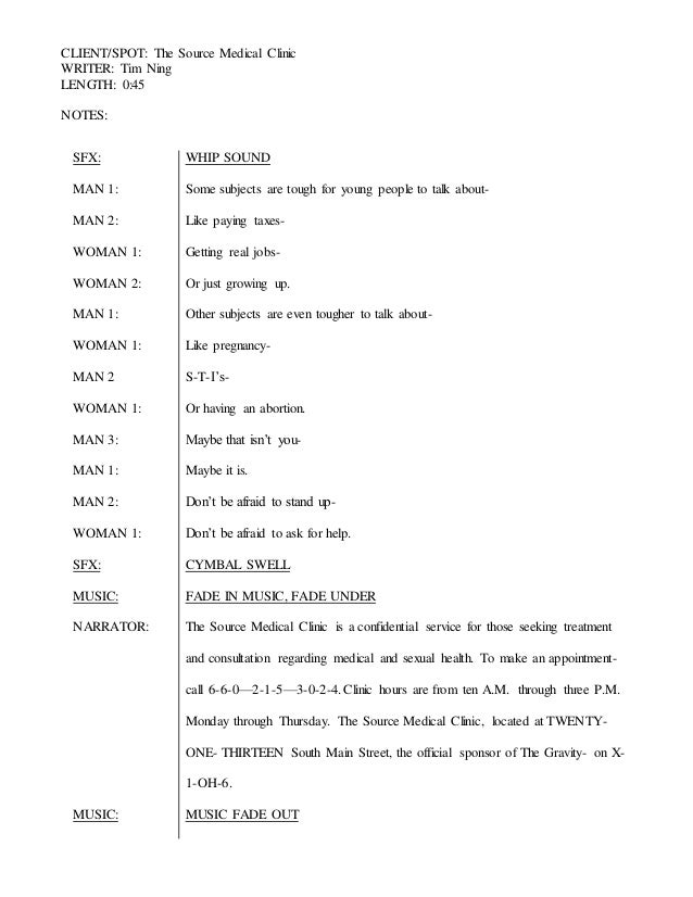 The Source Medical Clinic Script