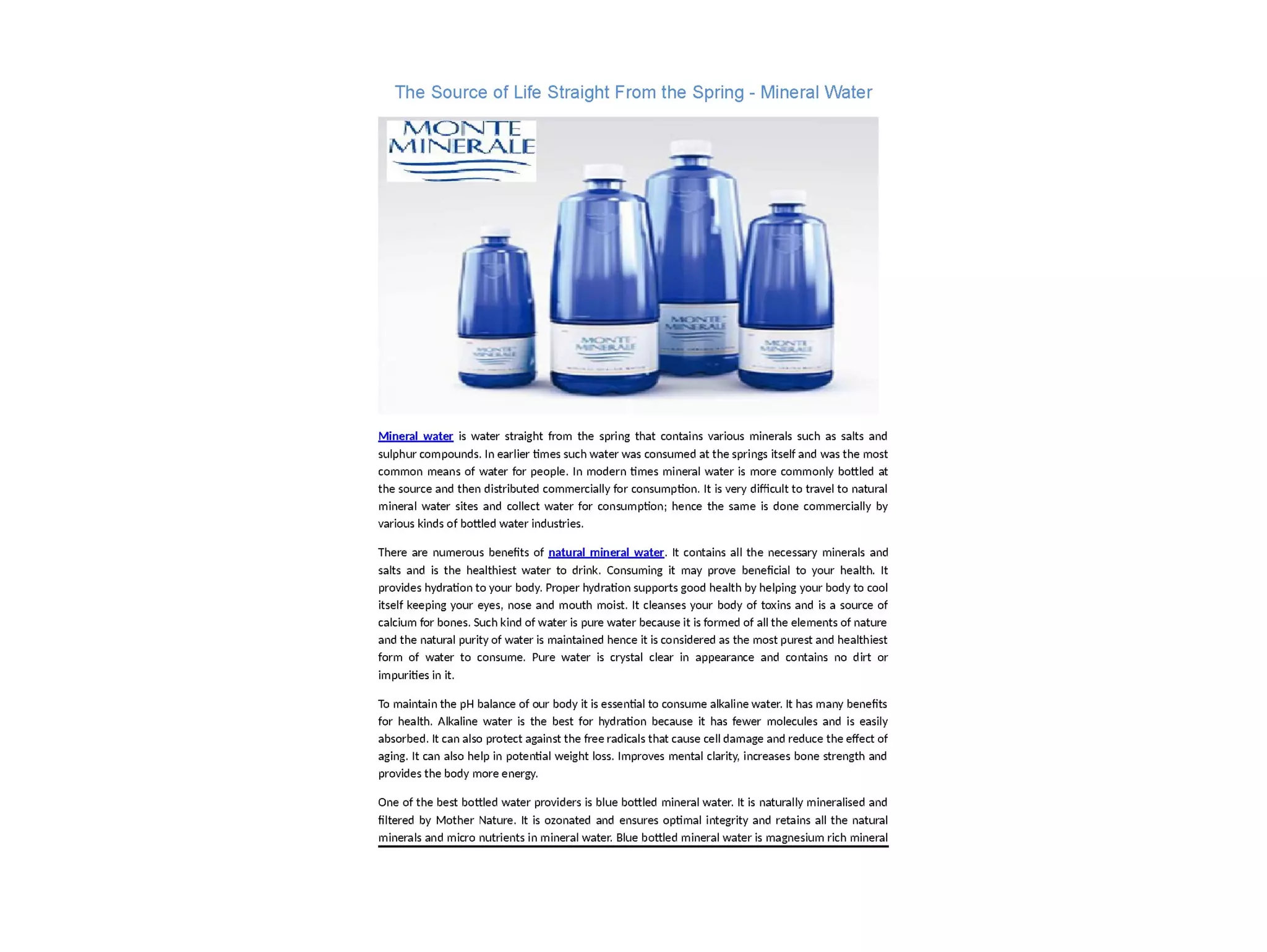 Mineral Water | Monte Minerale | PPT
