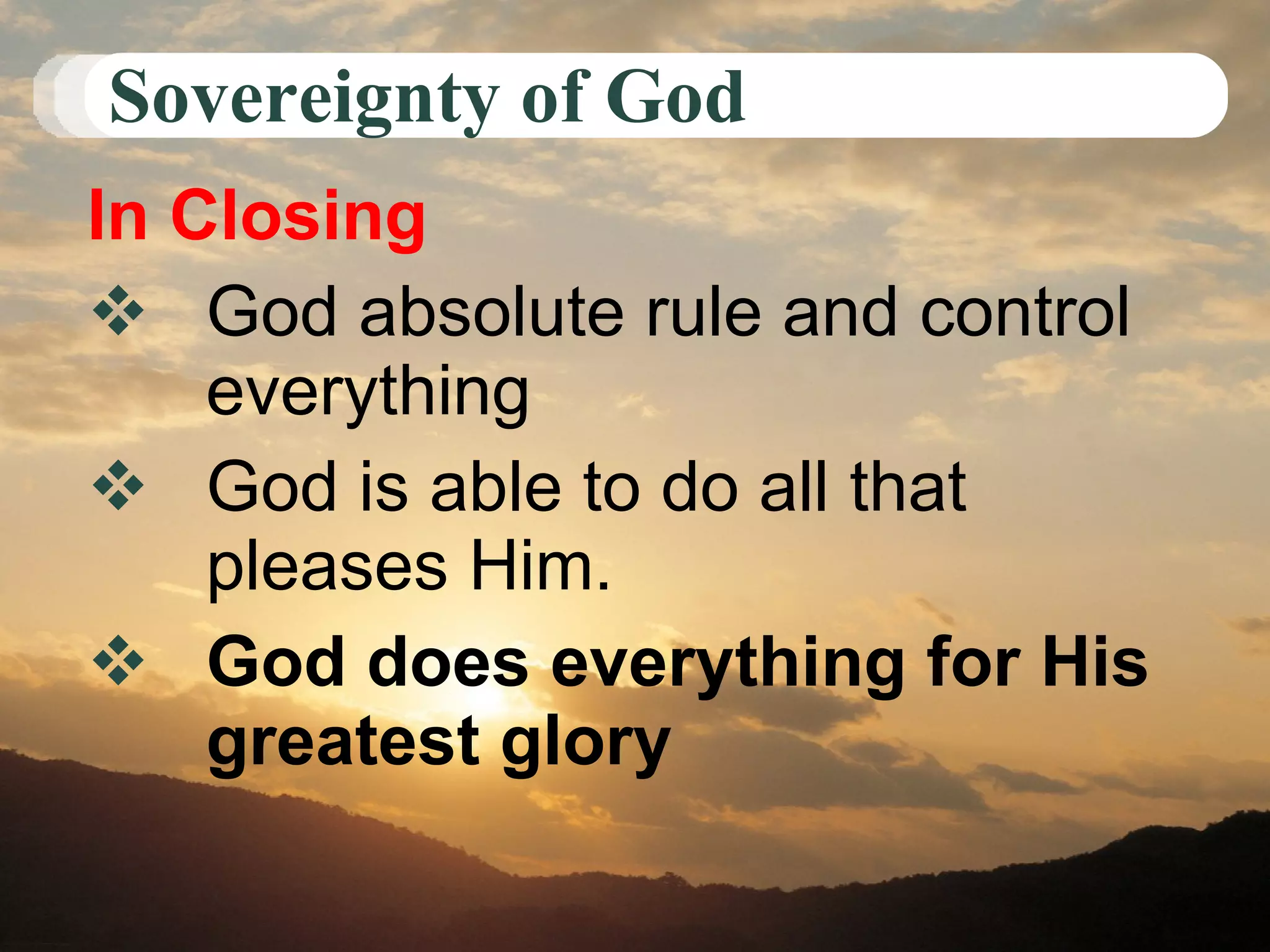 The sovereignty of God | PPT