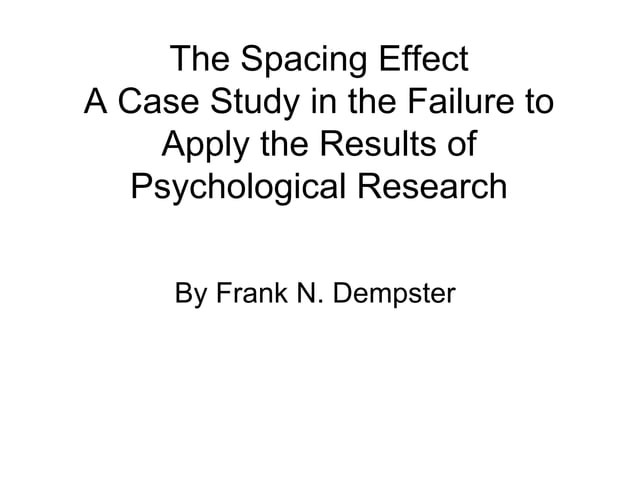 The Spacing Effect | PPT