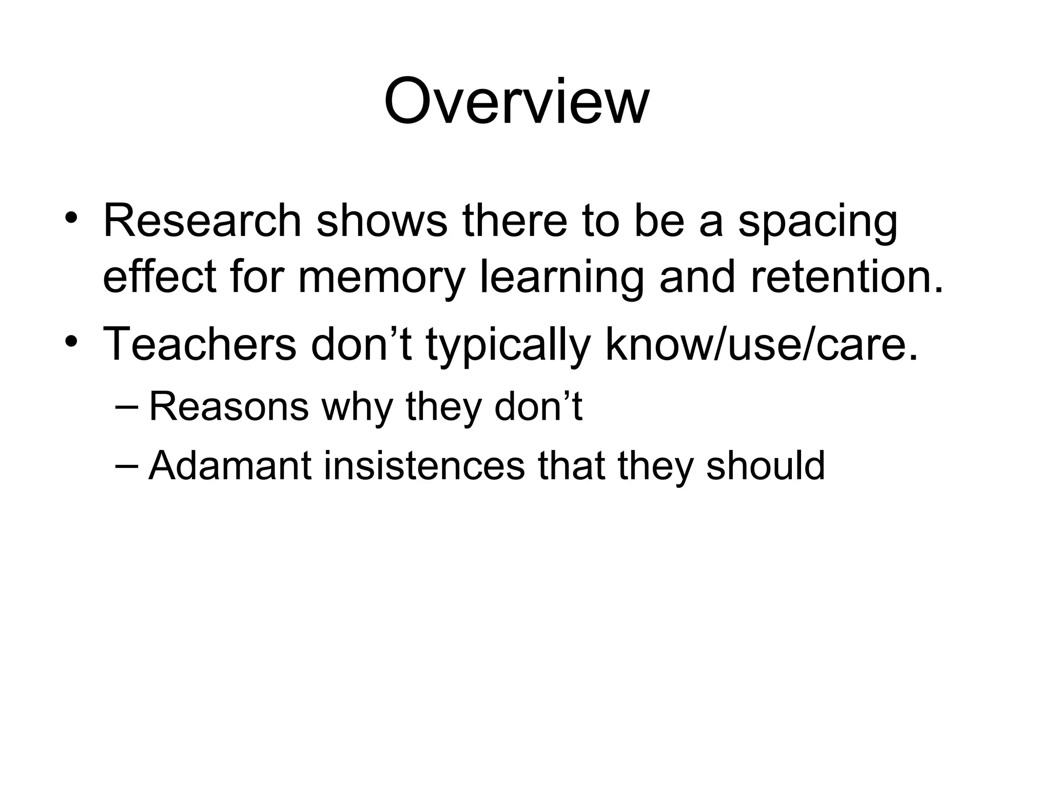 The Spacing Effect Ppt