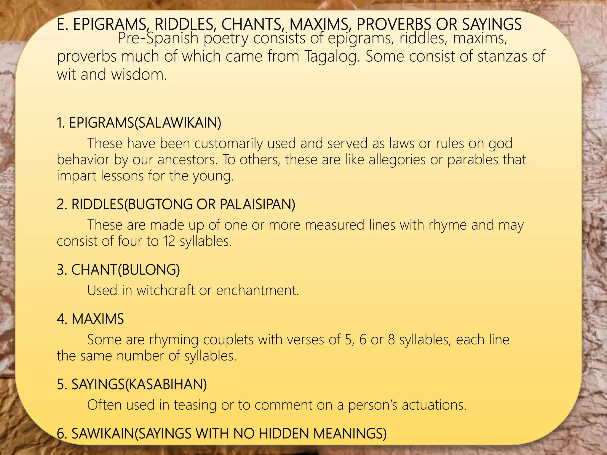 The spanish colonial and pre colonial text | PPTX