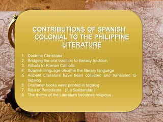 The spanish colonial and pre colonial text | PPTX
