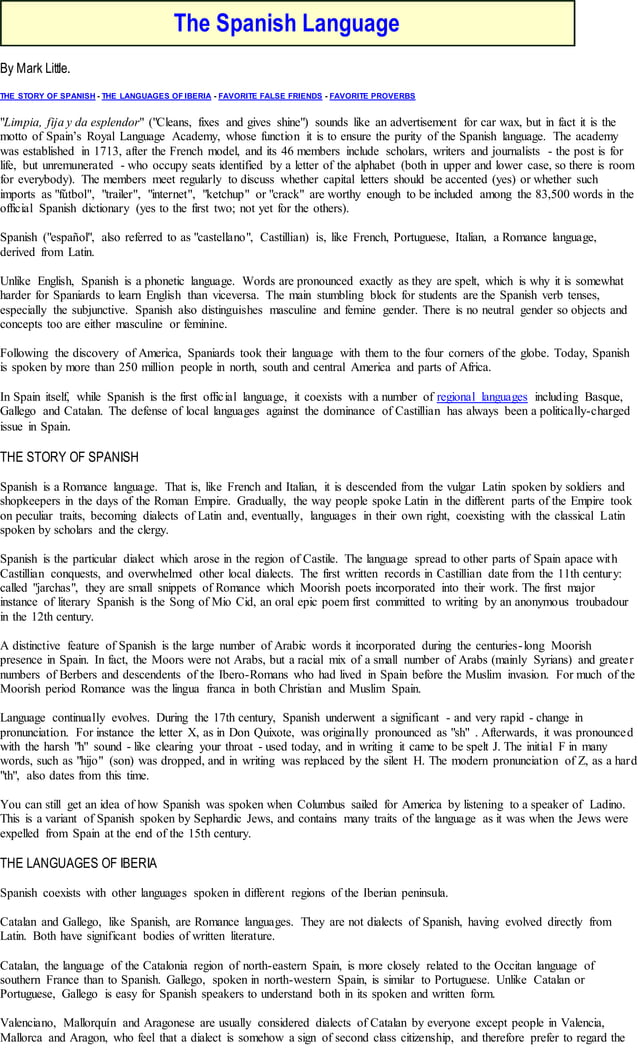 The spanish language | PDF