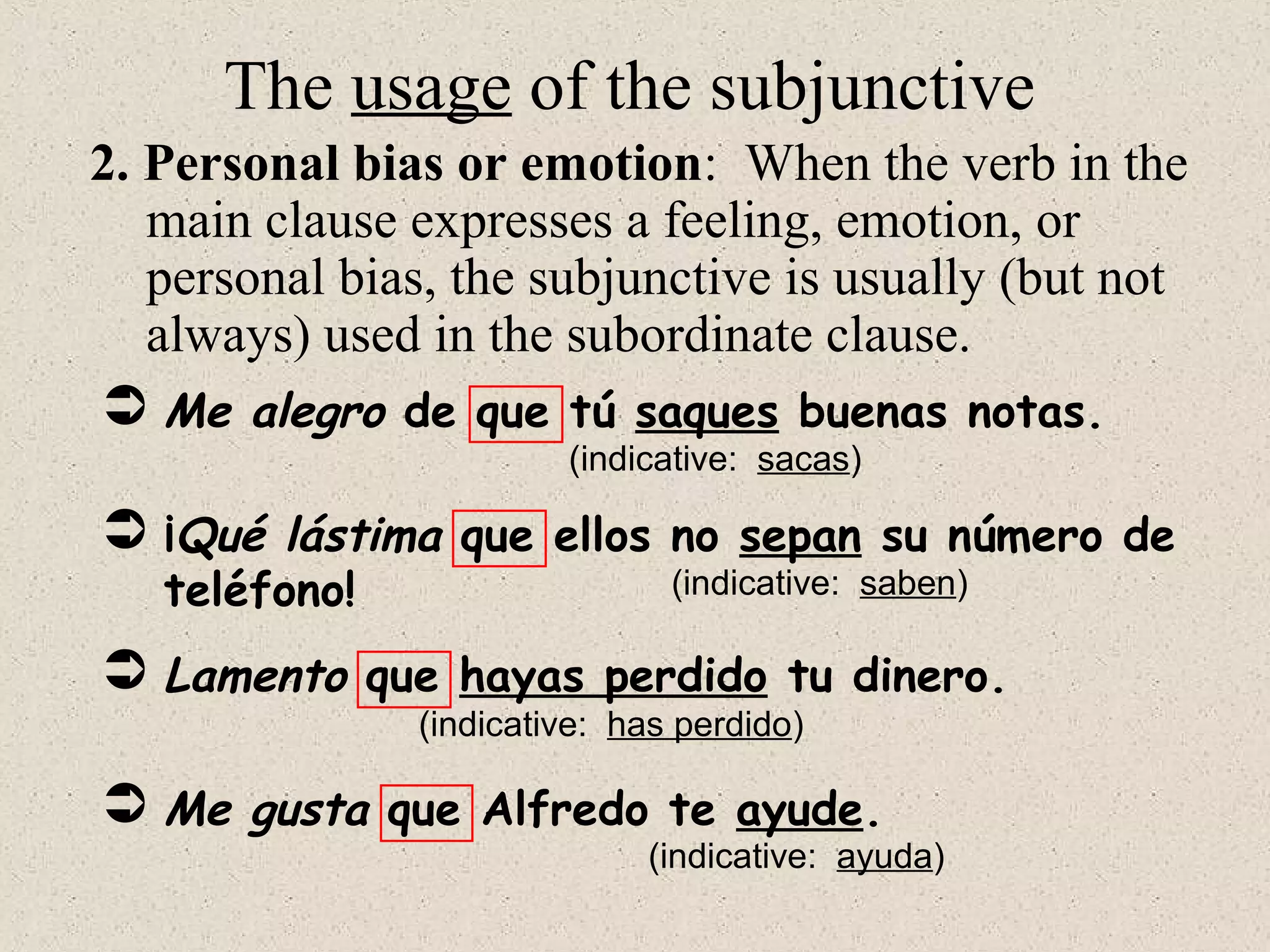 The Spanish subjunctive | PPT