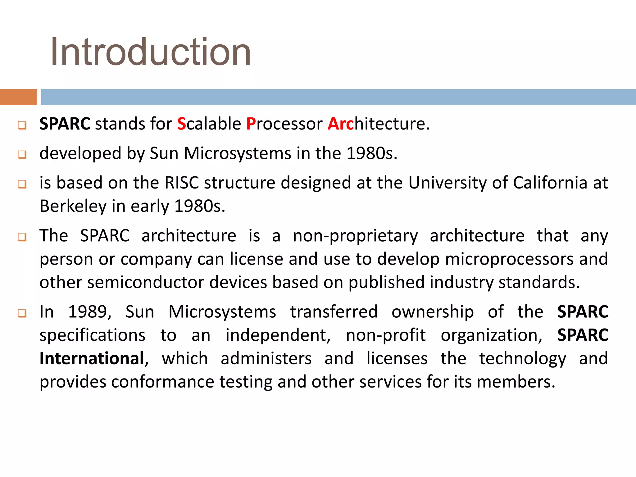 The sparc architecture (3) | PPTX