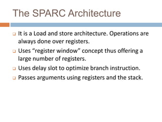 The sparc architecture (3) | PPTX