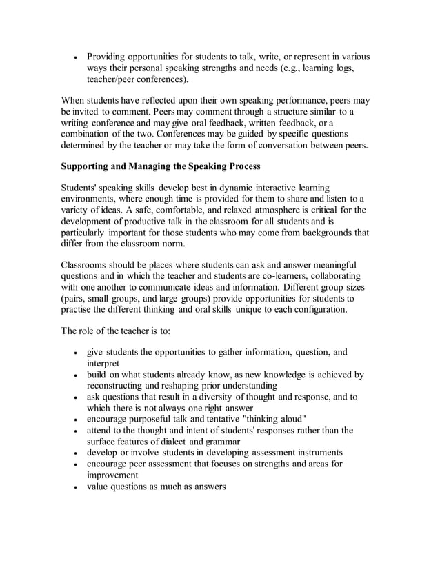 The speaking process | DOCX | Educational Assessment | Education