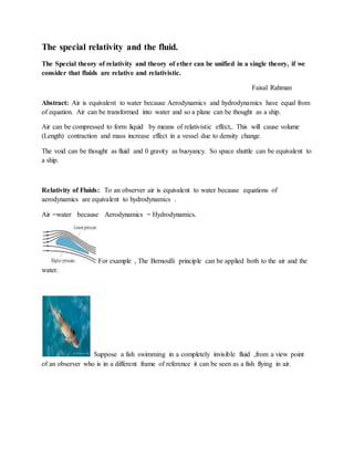 Essay on The special relativity and the fluid relativity.. | DOCX ...