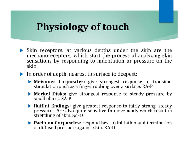The special senses - Touch | PPTX | Brain and Nervous System Disorders ...