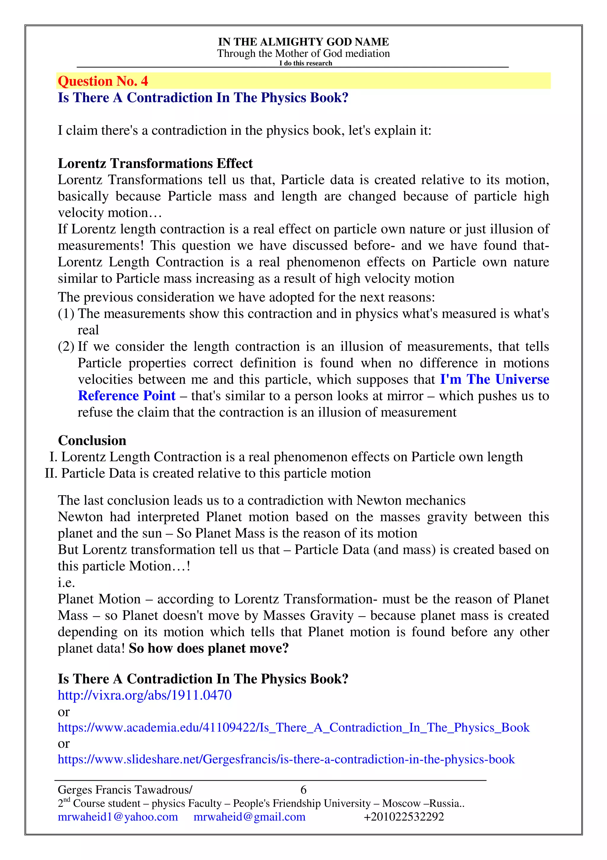 The Special Theory of Relativity Analysis (Questions and Answers) (I) | PDF