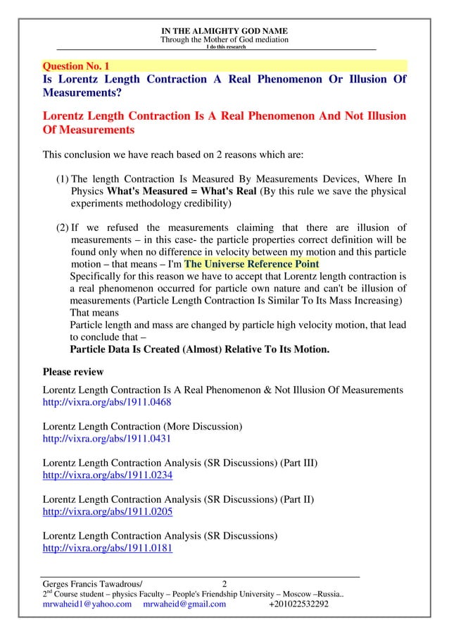 The Special Theory of Relativity Analysis (Questions and Answers) (I) | PDF