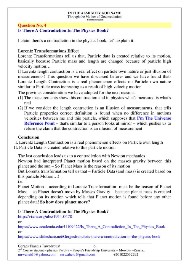 The Special Theory of Relativity Analysis (Questions and Answers) (I) | PDF