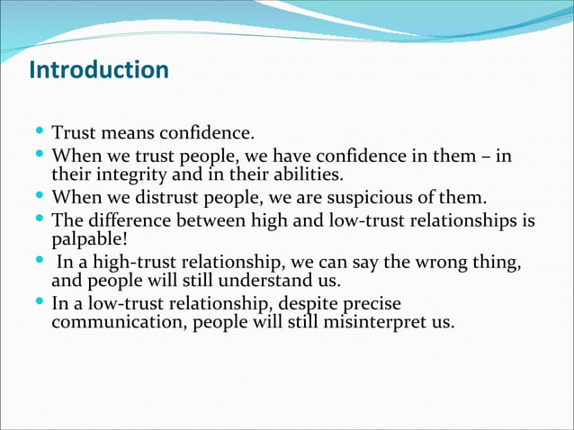 The Speed Of Trust | PPT | Family and Relationships
