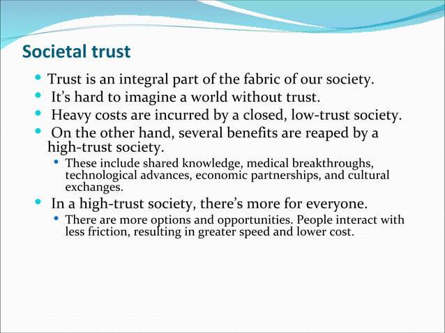 The Speed Of Trust | PPT | Family and Relationships