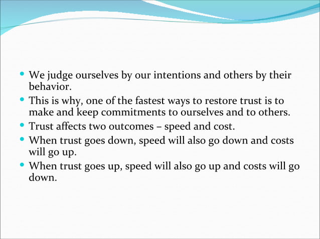 The Speed Of Trust | PPT | Family and Relationships