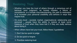 Importance of Speed of Trust by S. Covey | PPTX