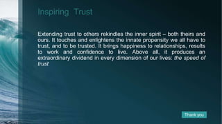 Importance of Speed of Trust by S. Covey | PPTX