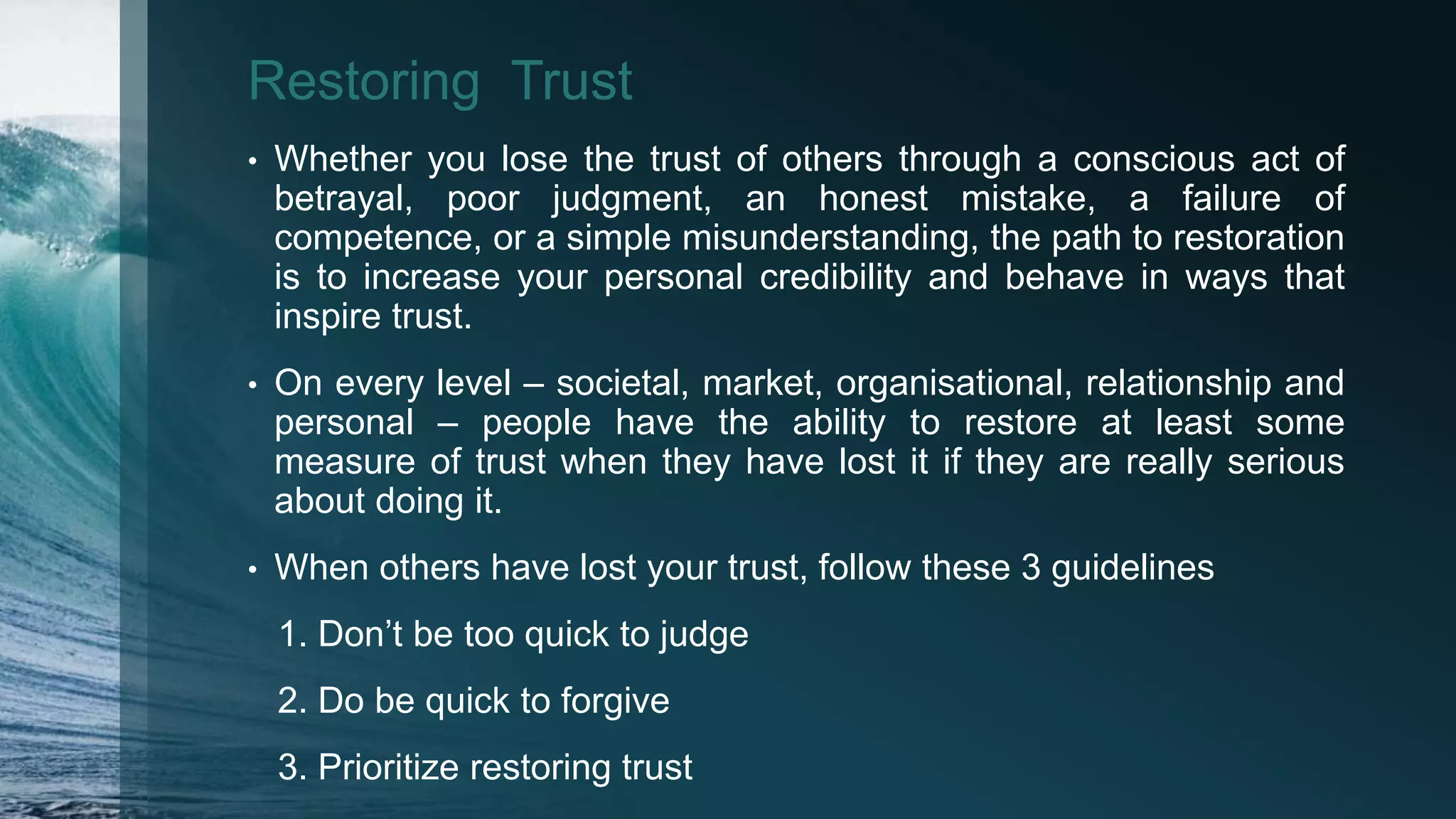 The Speed of Trust by Stephen M R Covey & Rebecca R Merrill | PPTX