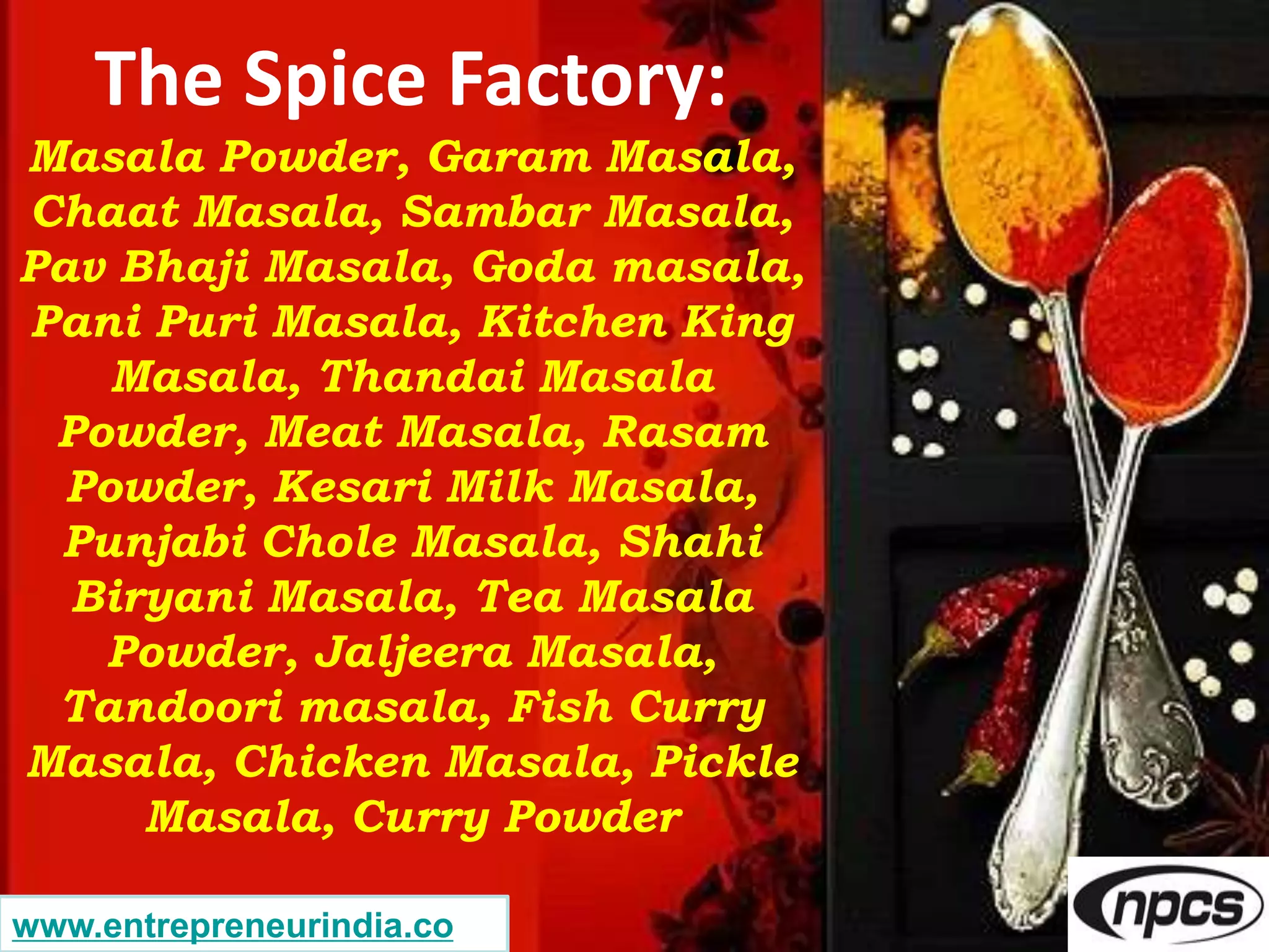 The Spice Factory: Masala Powder, Garam Masala, Chaat Masala, Sambar ...