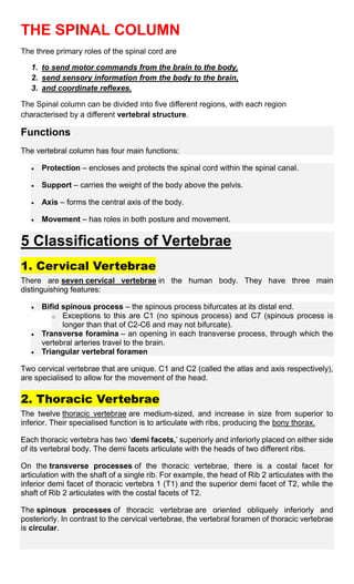 The Spinal Column The parts of Spinal Column .docx