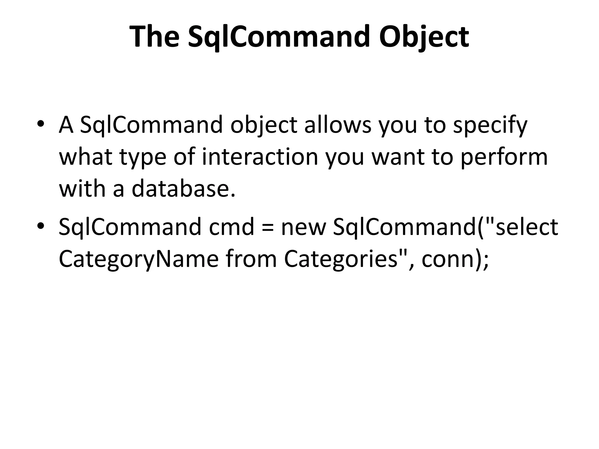 The sql connection object | PPTX
