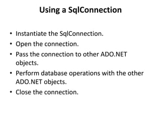 The sql connection object | PPTX