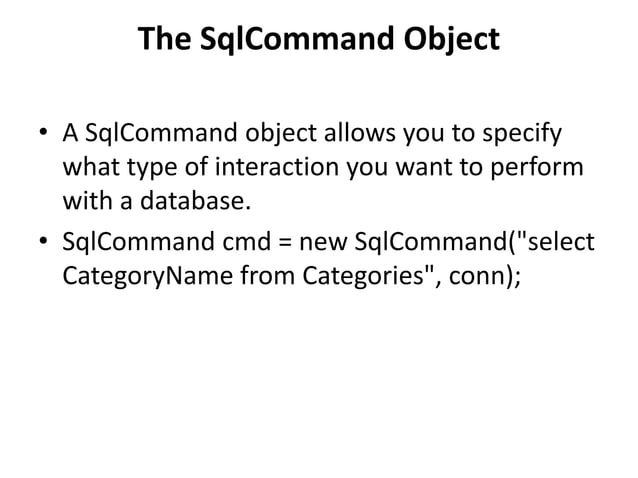 The sql connection object | PPTX