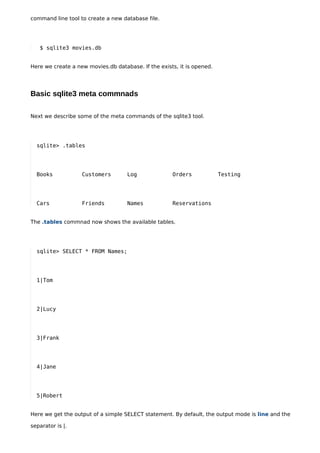 The sqlite3 commnad line tool | PDF