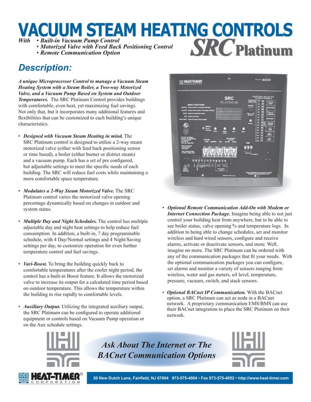 The SRC Platinum - A Vacuum Steam Outdoor Reset Control | PDF