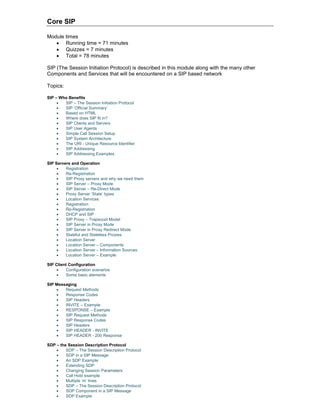 The ssca® sip training program course outline | PDF | Internet | Computing