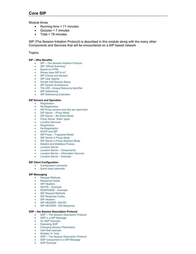 The ssca® sip training program course outline | PDF | Internet | Computing