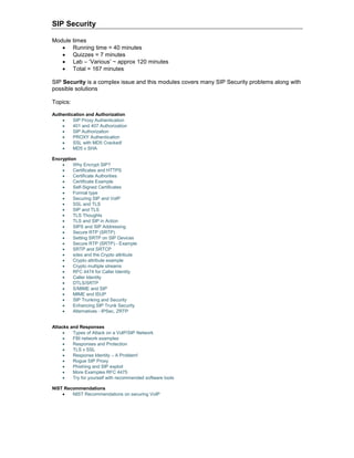 The ssca® sip training program course outline | PDF | Internet | Computing