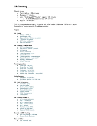 The ssca® sip training program course outline | PDF | Internet | Computing