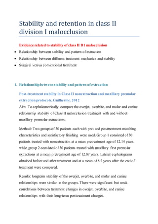 The stability of class ii malocclusion for orthodontists by Almuzian | DOCX