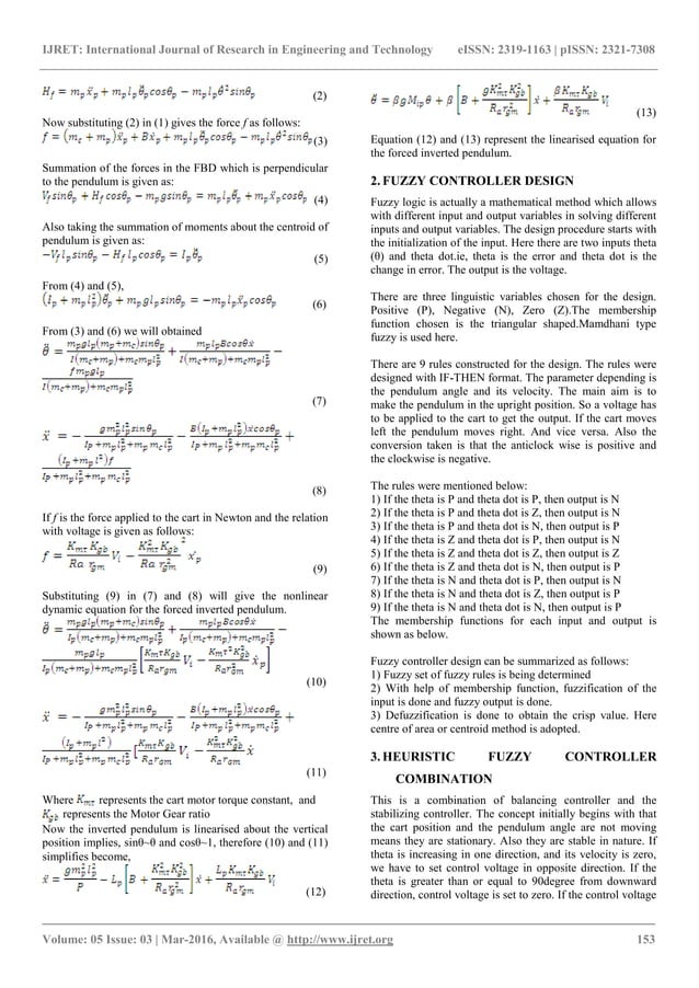 The stabilization of forced inverted pendulum via fuzzy controller | PDF