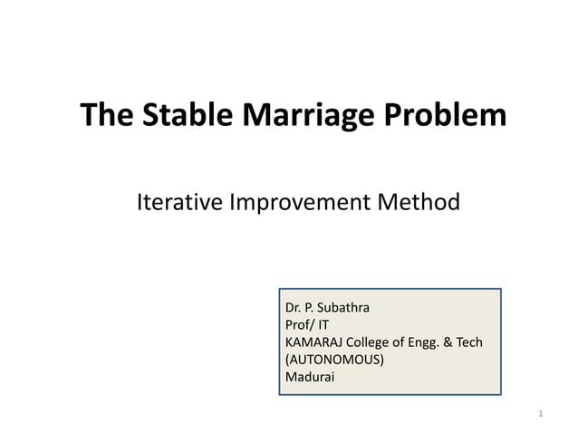 The Stable Marriage Problem | PPTX